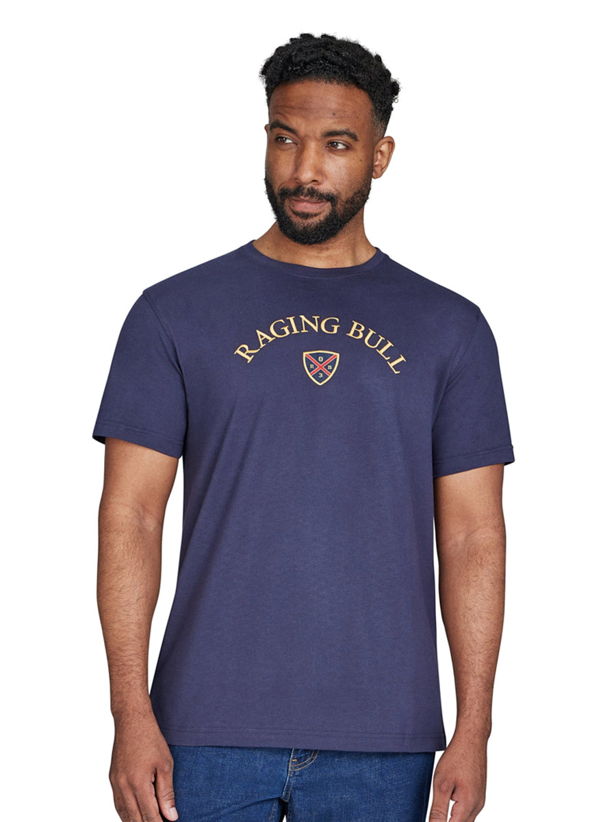 RB Crest Embroidered T-Shirt - Navy – Raging Bull Clothing