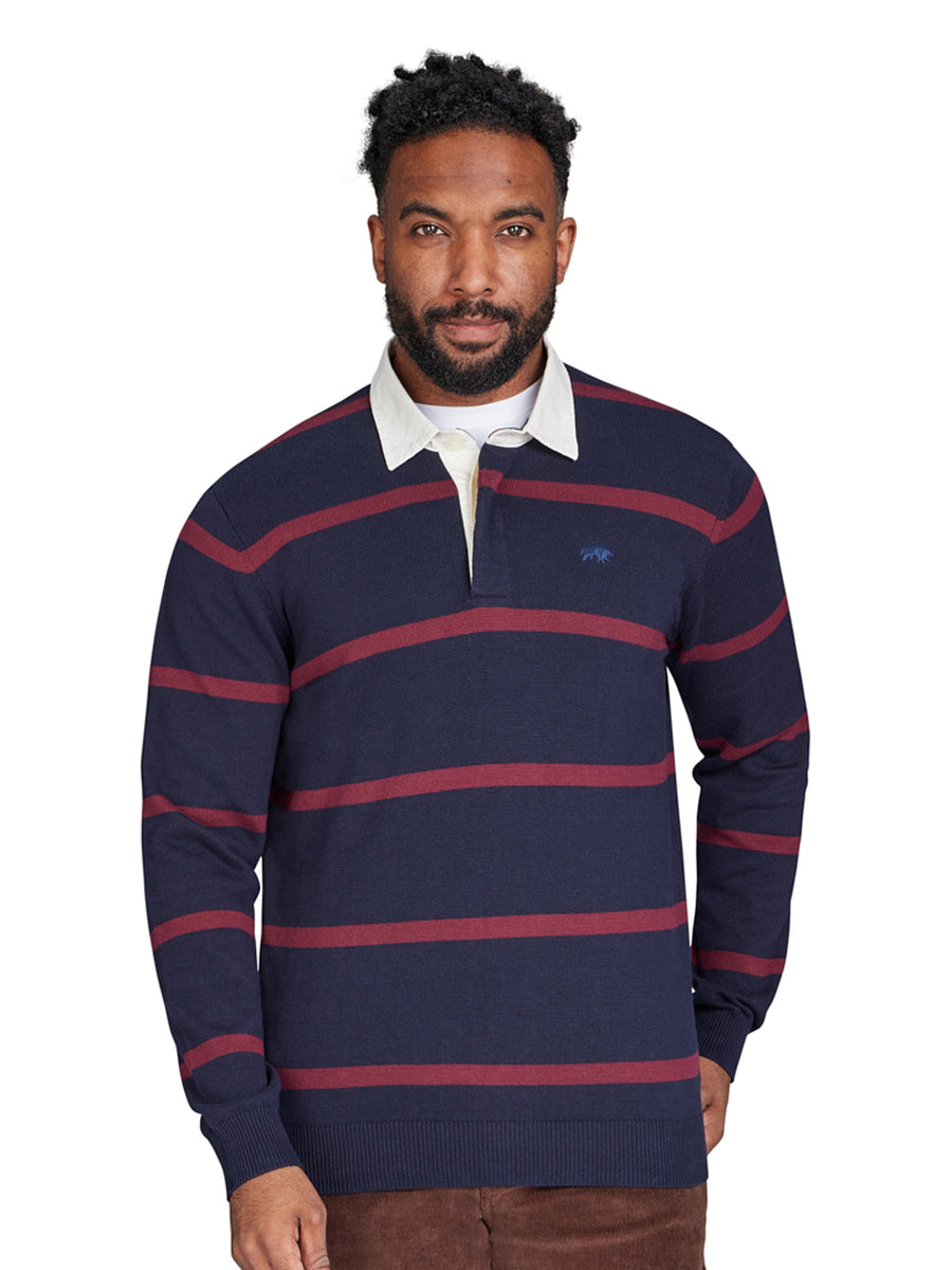 Knitted Rugby Top - Navy – Raging Bull Clothing