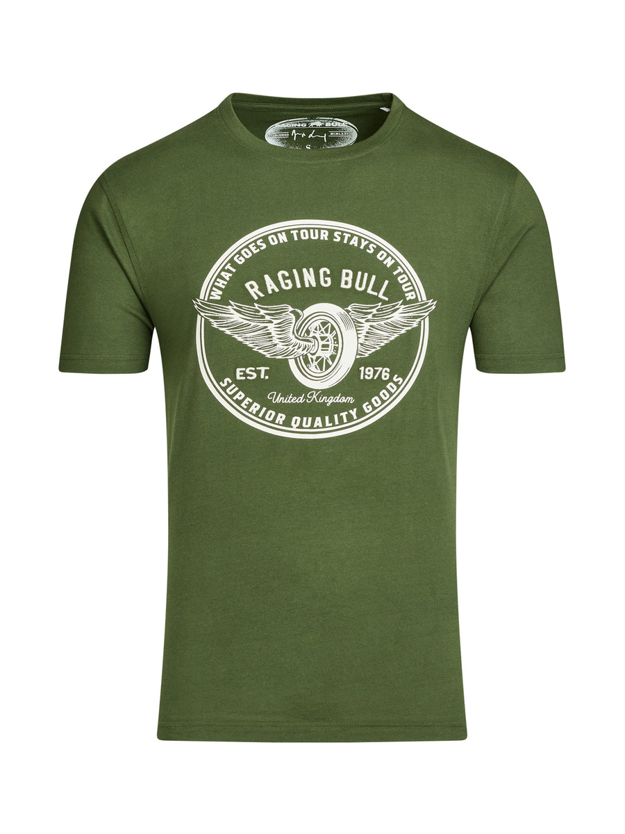 On Tour Wheel T-Shirt - Olive – Raging Bull Clothing