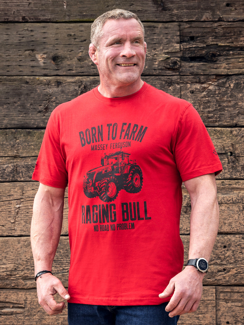 Massey Ferguson Born To Farm T-Shirt - Red – Raging Bull Clothing