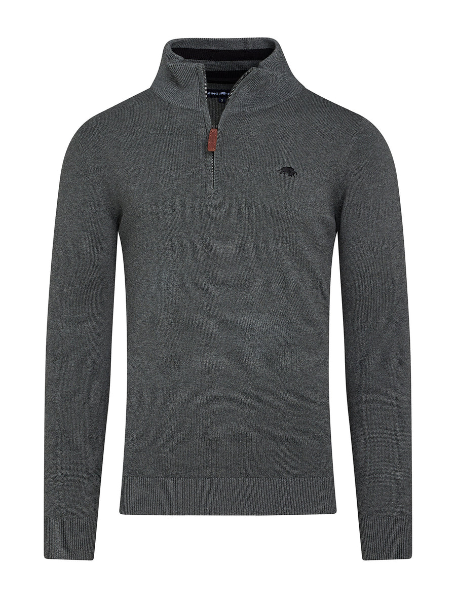Classic Quarter Zip Cotton/Cashmere Knit - Charcoal – Raging Bull Clothing