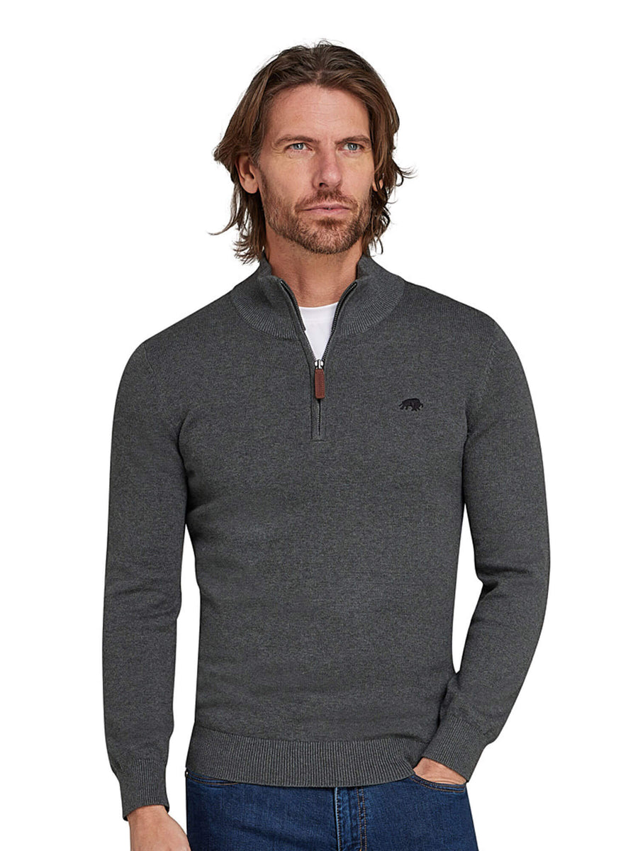 Classic Quarter Zip Cotton/Cashmere Knit - Charcoal – Raging Bull Clothing