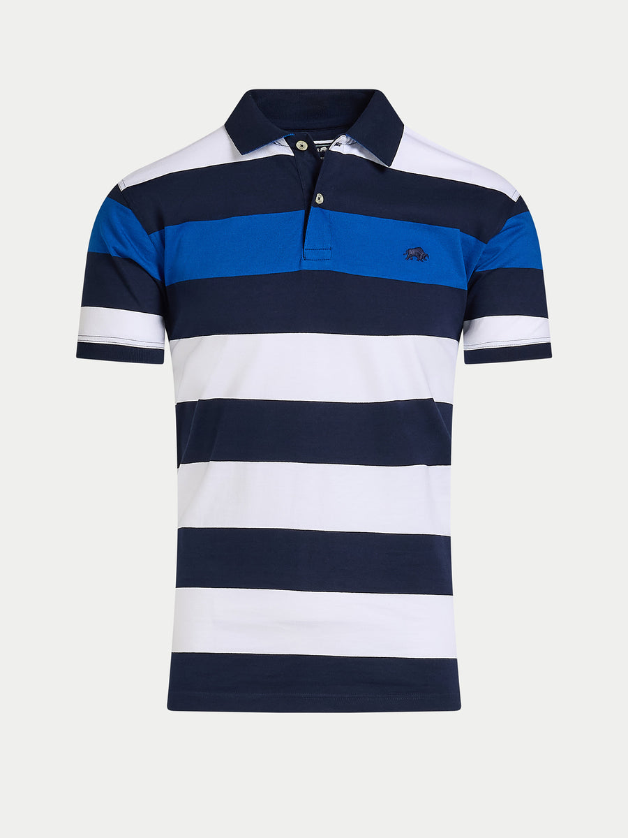 Classic Jersey Contrast Panel Polo - Navy – Raging Bull Clothing