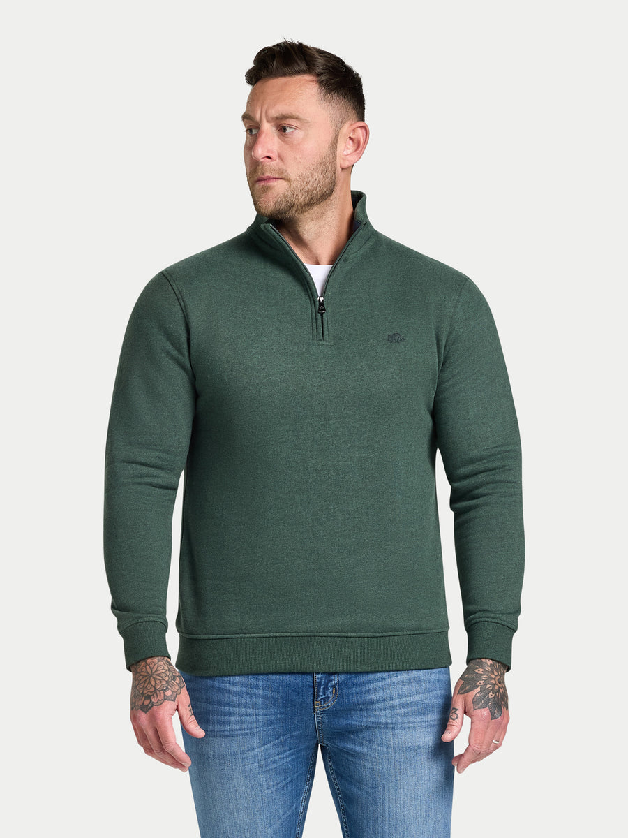 Classic Jersey Quarter Zip Sweat - Forest – Raging Bull Clothing