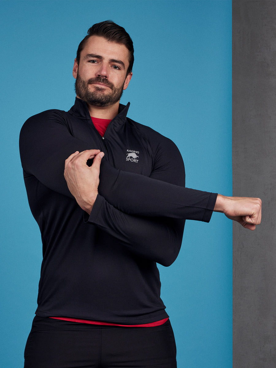 Performance Long Sleeve Quarter Zip - Black – Raging Bull Clothing