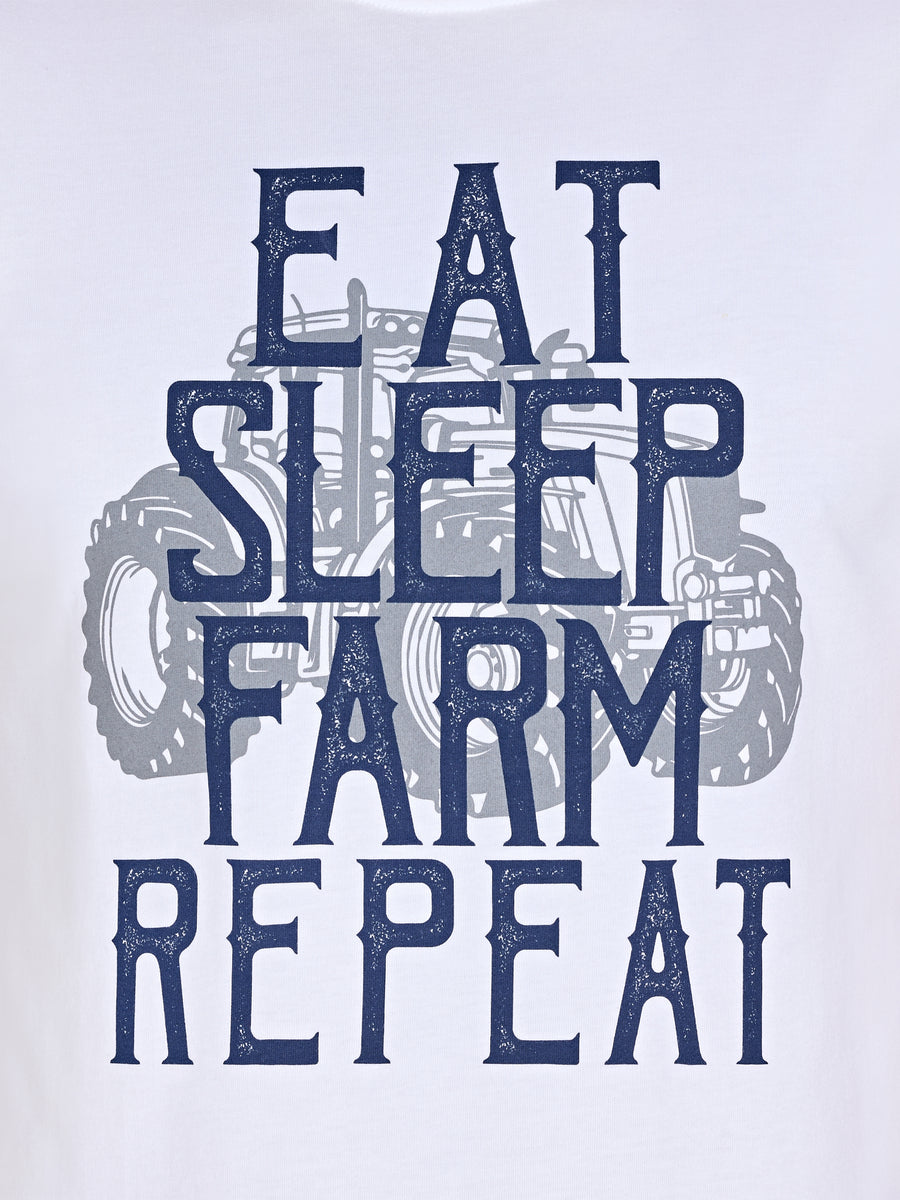 YFC Eat Sleep Farm Repeat - White – Raging Bull Clothing