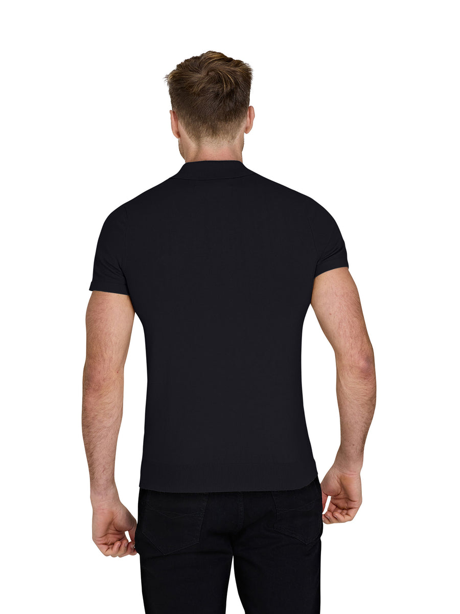 Short Sleeve Knitted Polo - Black – Raging Bull Clothing