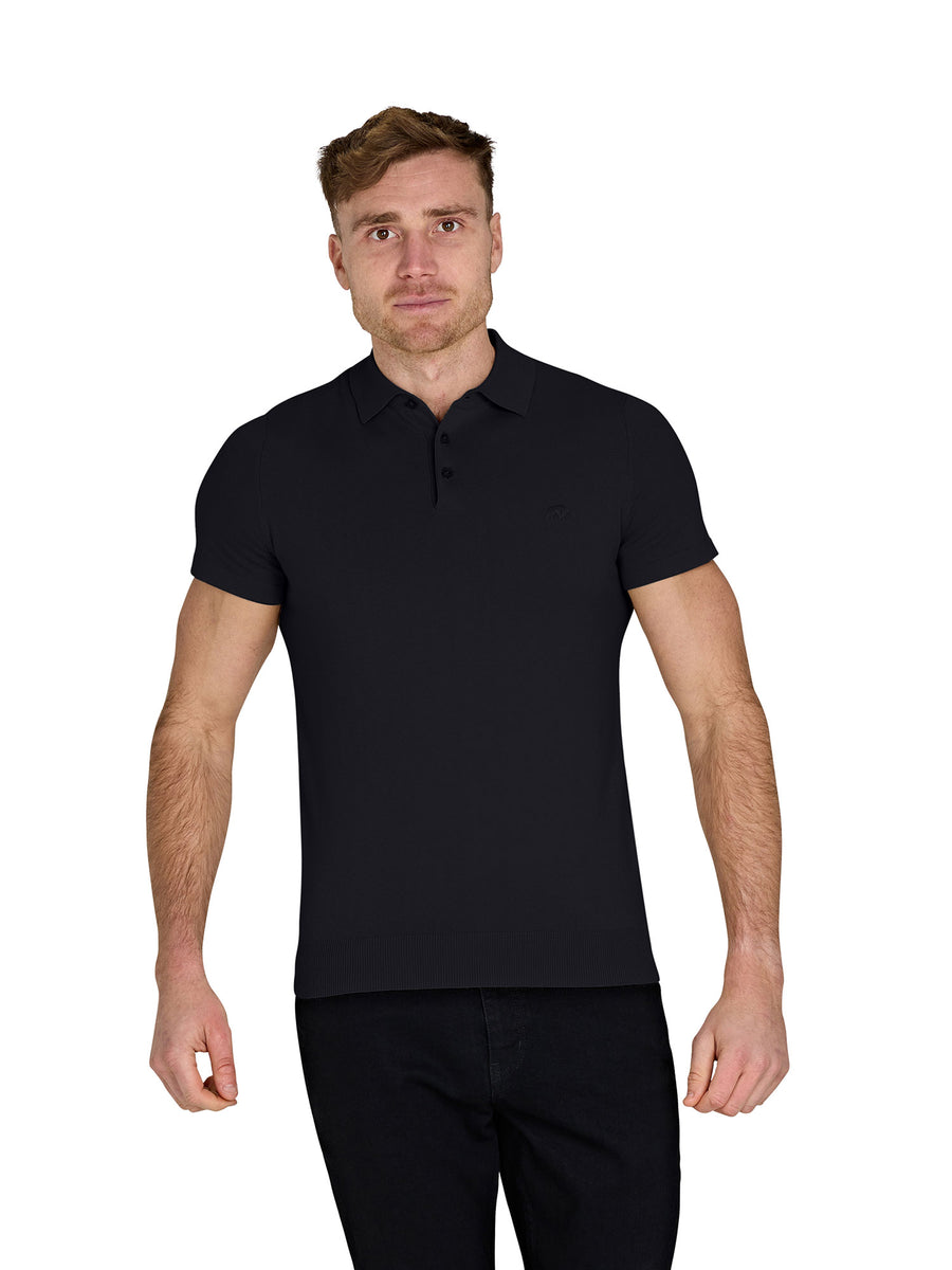 Short Sleeve Knitted Polo - Black – Raging Bull Clothing