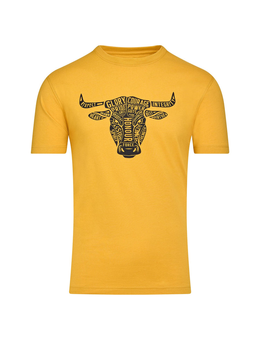 YFC Word Bull Head T-Shirt - Yellow – Raging Bull Clothing